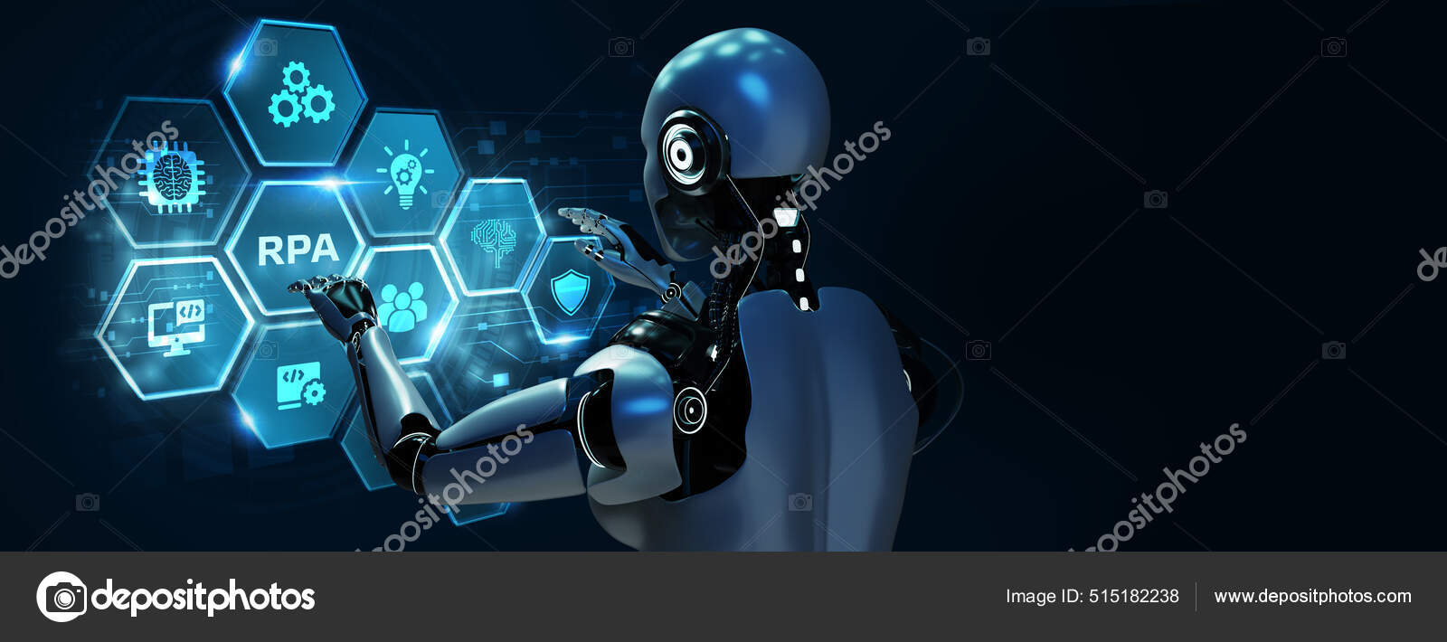 Rpa Robotic Process Automation Innovation Technology Concept Robot Pressing Button — Stock Photo ...