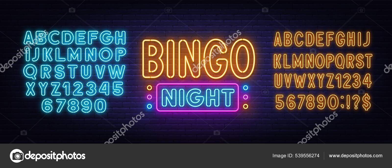 Bingo Night neon sign on brick wall background. Stock Vector Image by ...