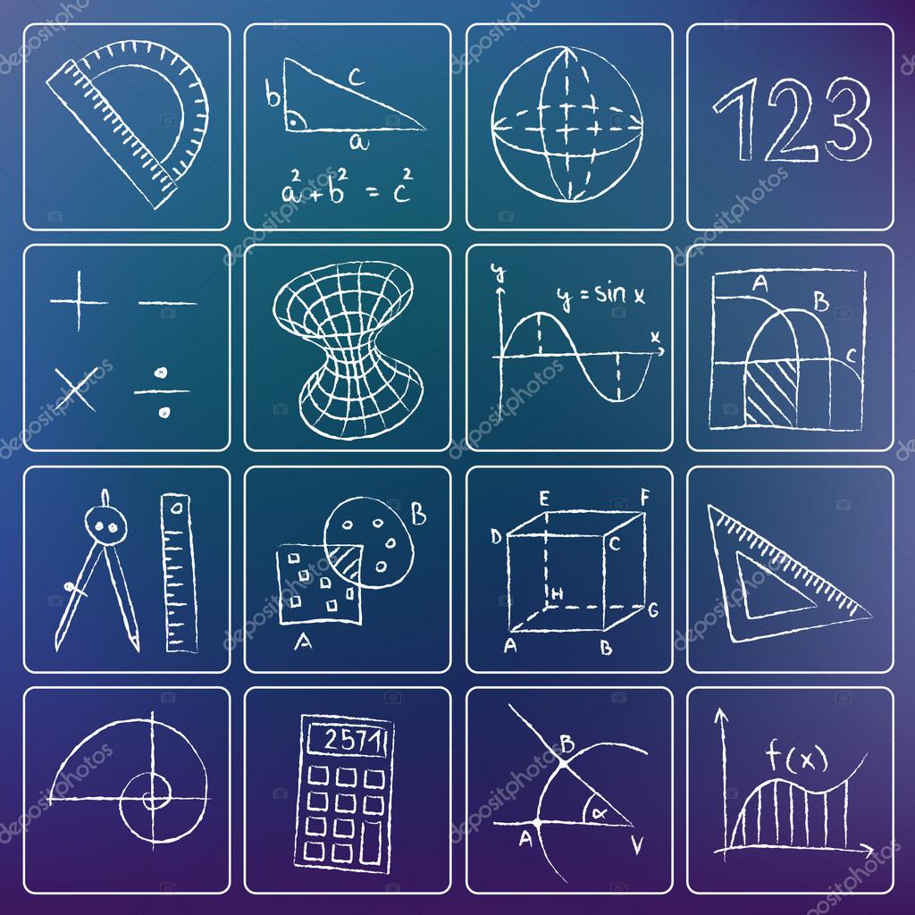 Mathematics chalky icons — Stock Vector © kytalpa #42046085