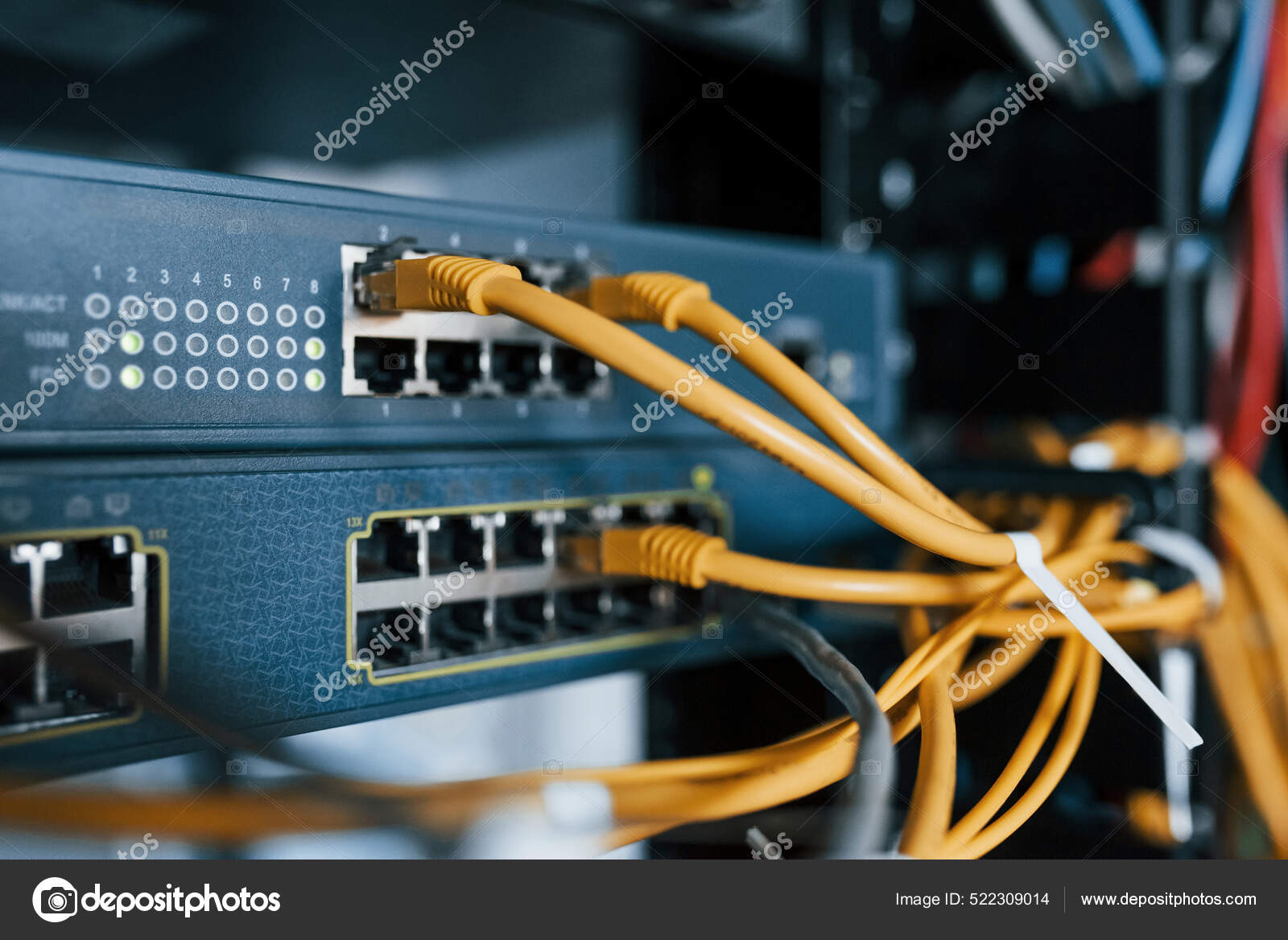 Close View Internet Equipment Cables Server Room — Stock Photo ...