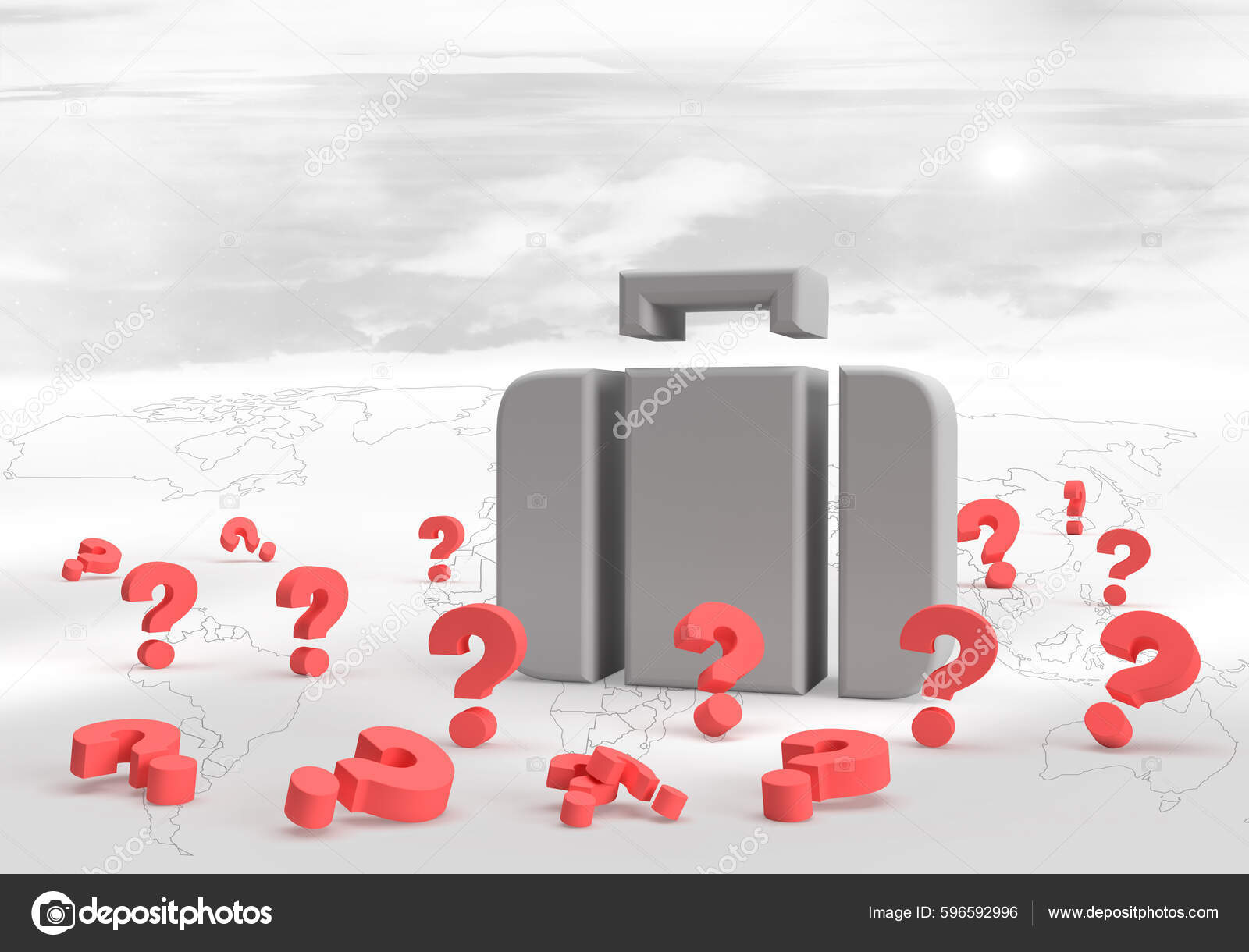 Suitcase Question Marks Background World Map Idea Banner Background ...