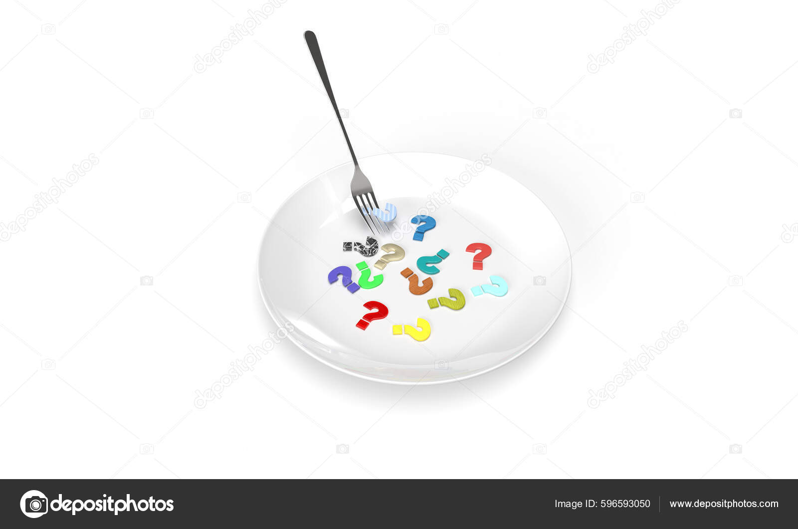 Question Mark Plate Fork Background Restaurant Choose Surprise Meal ...