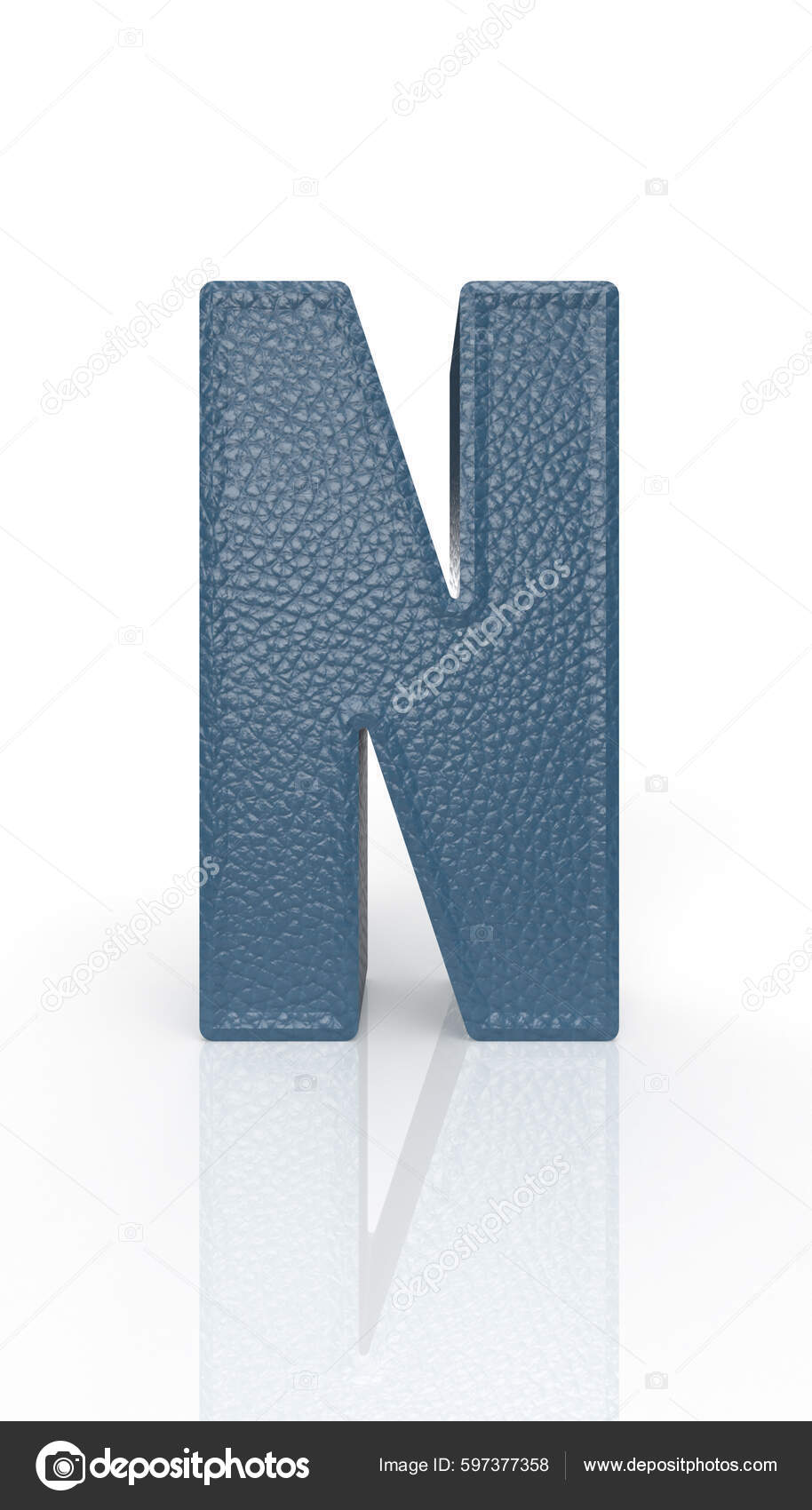 Leather Letter Uppercase Blue Render Font Skin Texture White Background ...