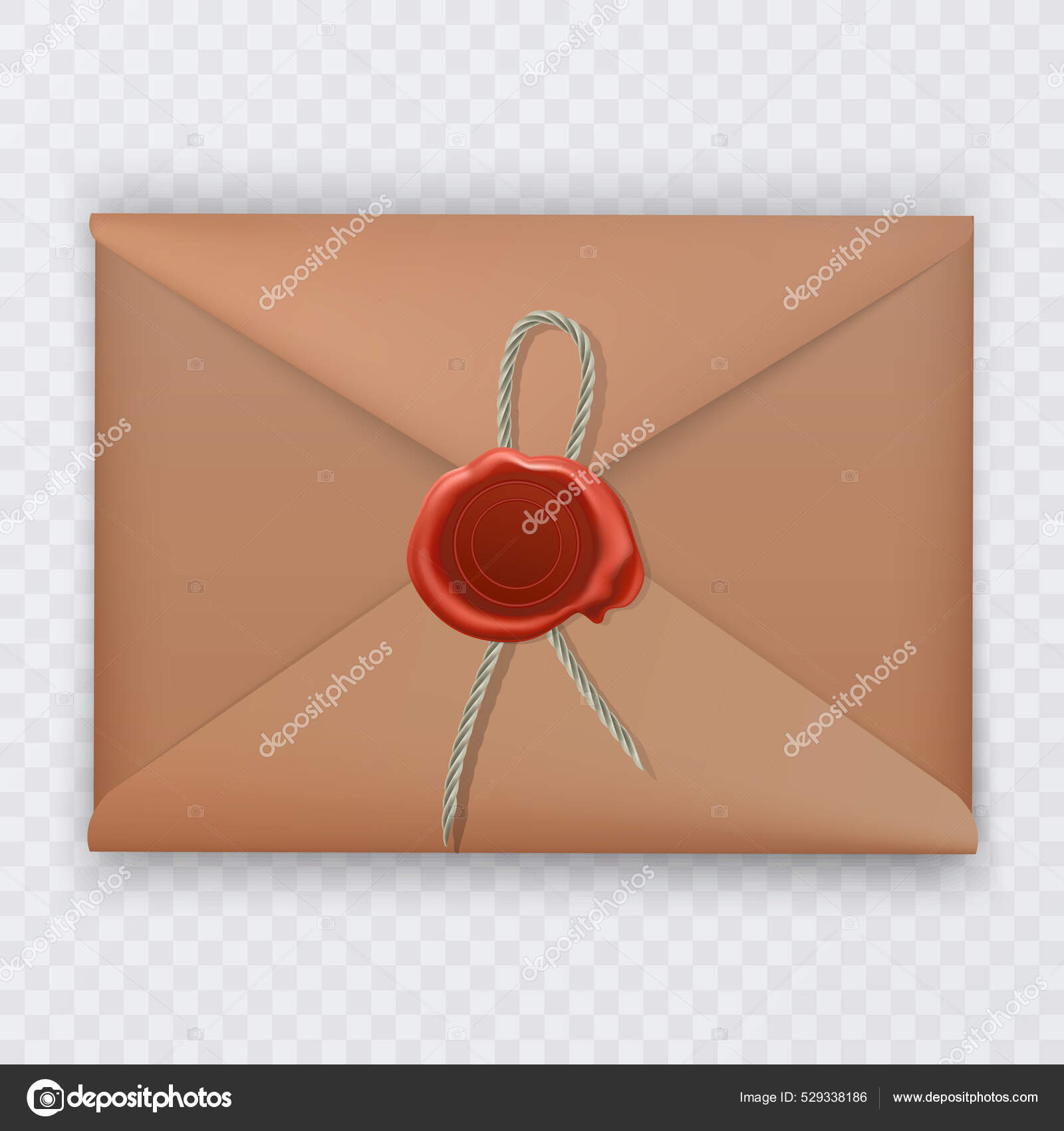 Realistic Wax Sealed Envelope Transparent Background Stock Vector by ...