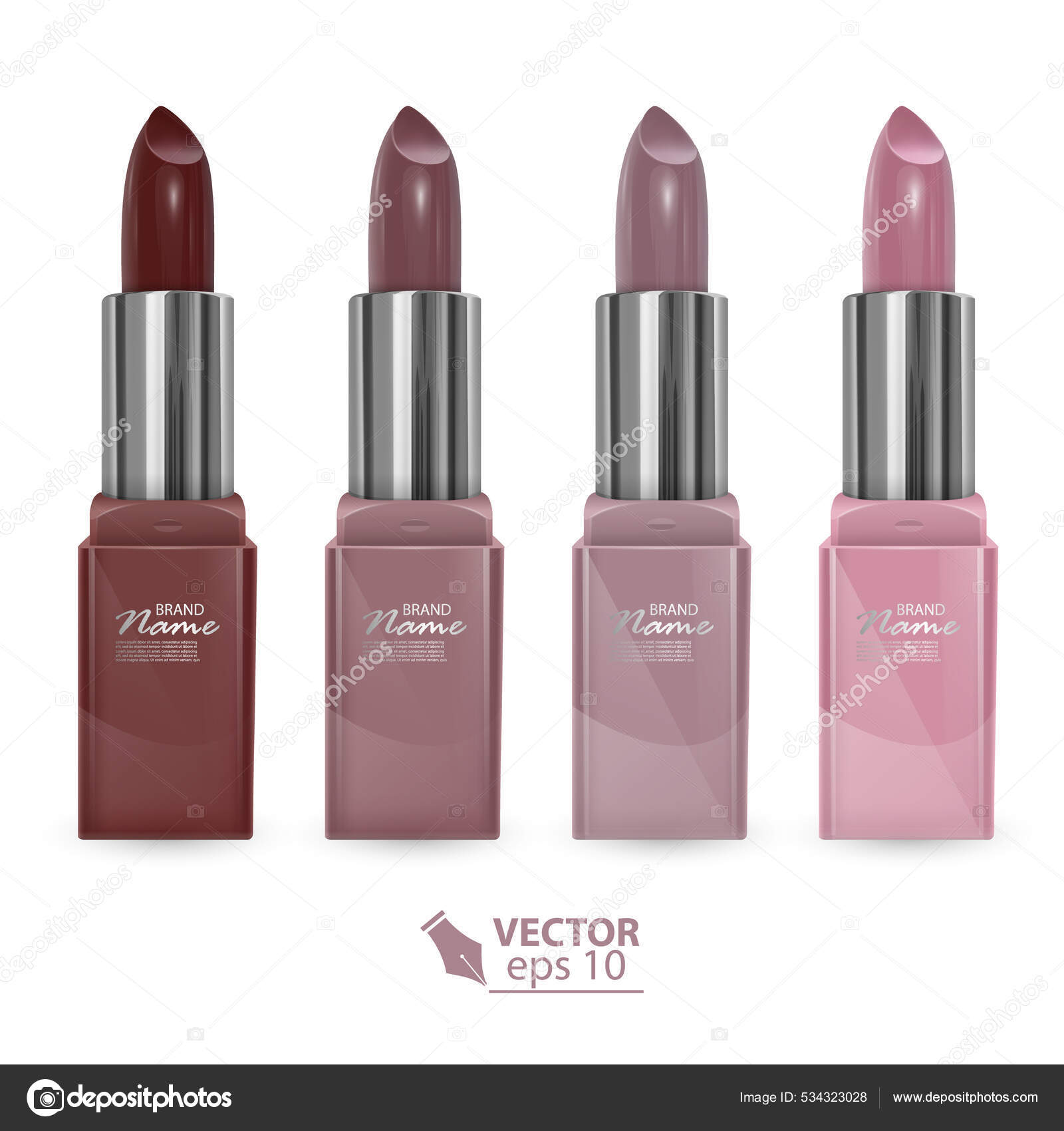 Set Body Colored Lipsticks Realistic Lipsticks Light Background Stock ...