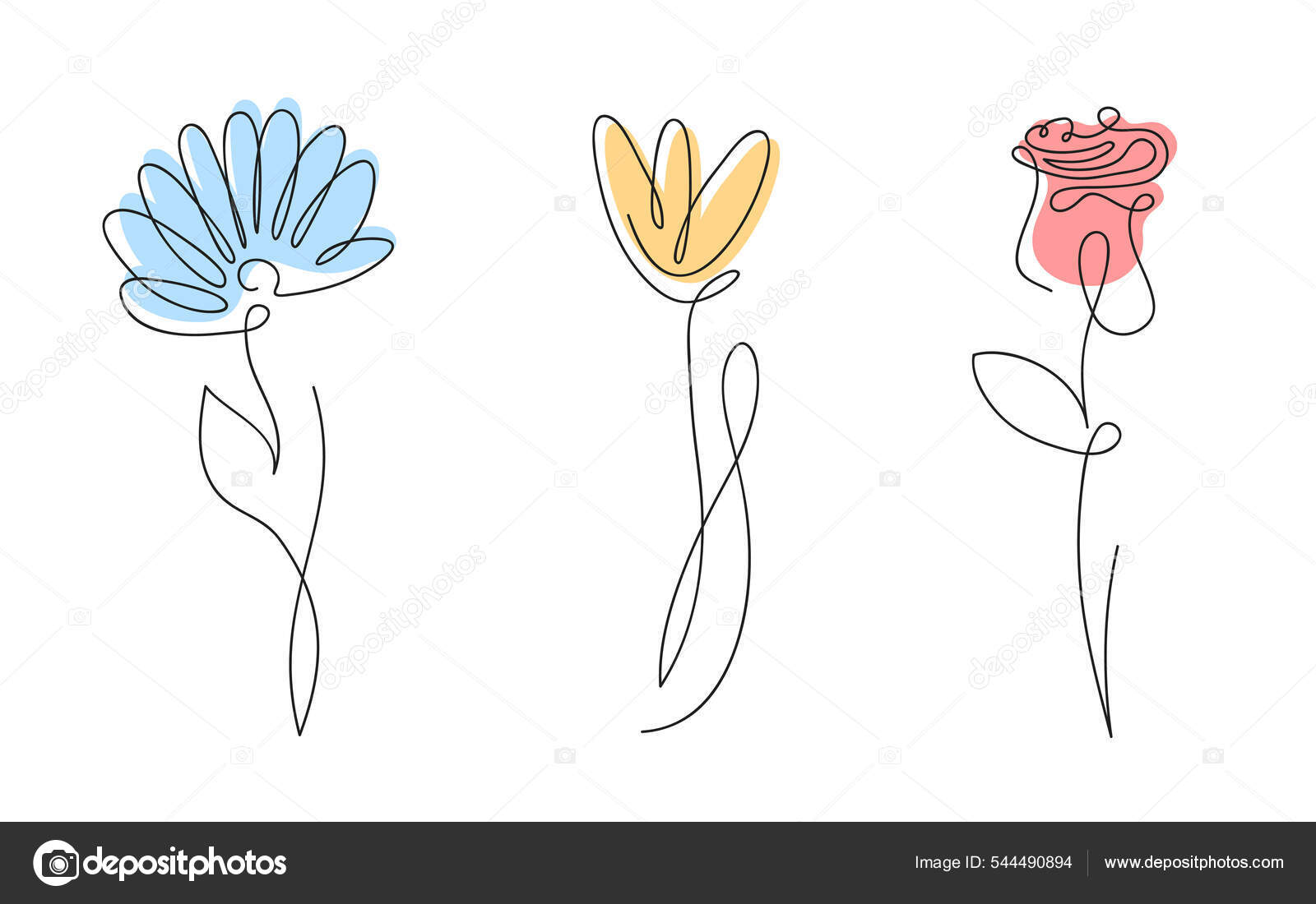 Clipart Linea Rosa Vettoriale StockFiore Rosa Continuo Stile One Line