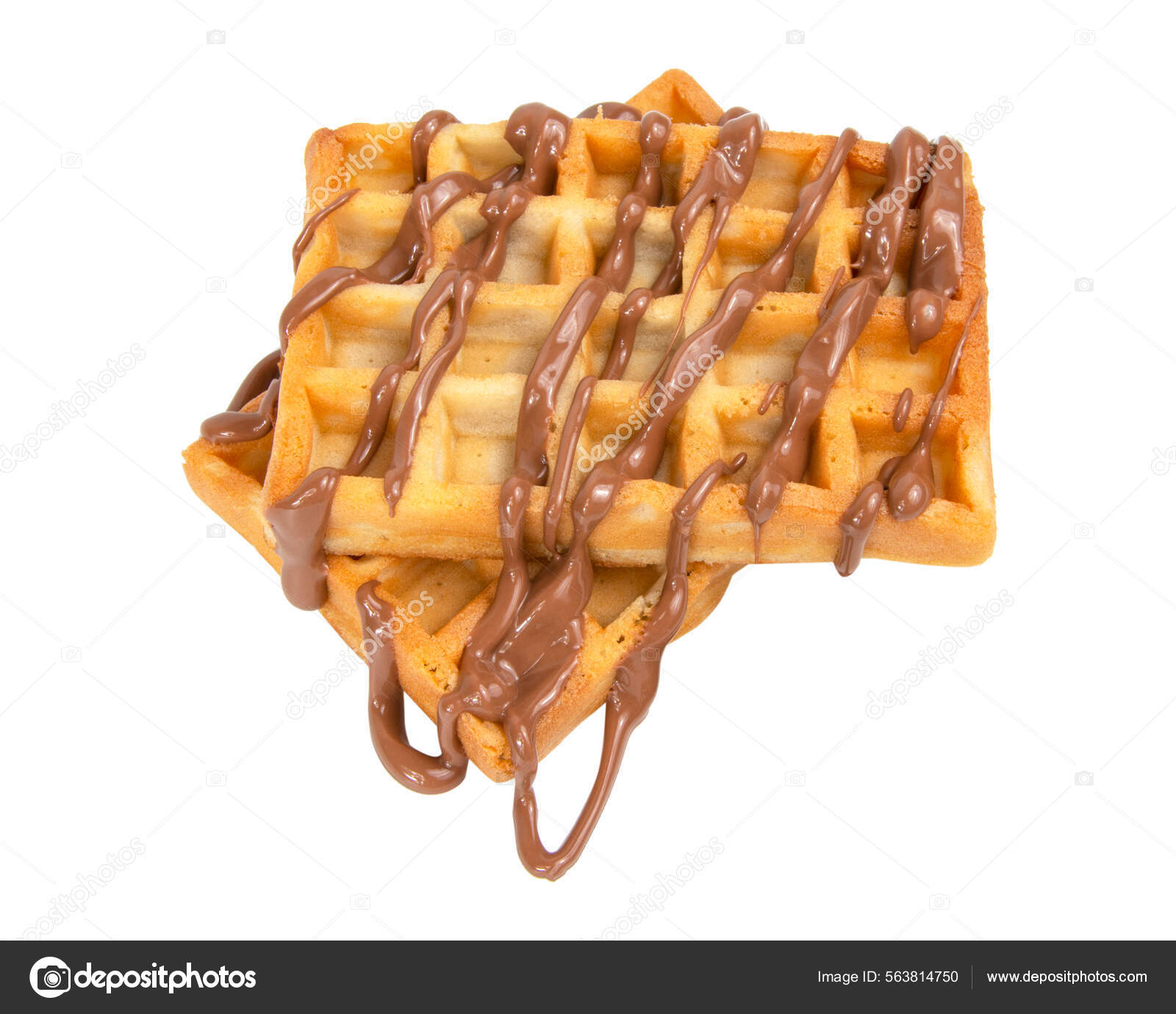 Belgian Waffles Chocolate Syrup Baked Tasty Isolated White Background ...