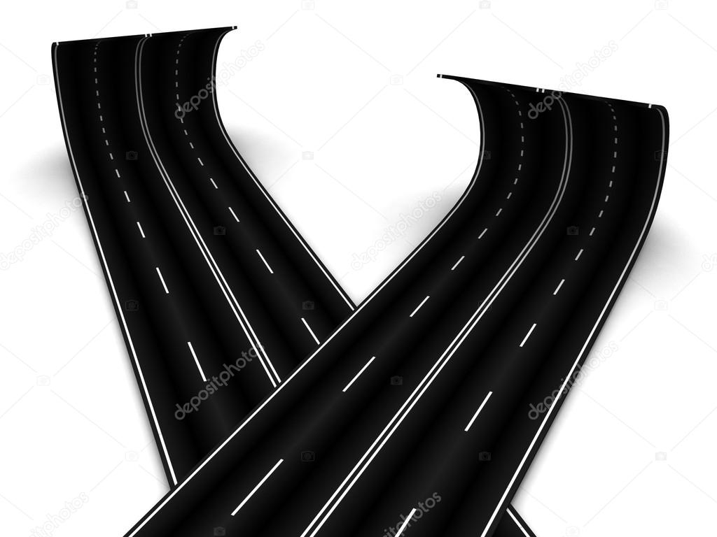 Two roads rolling like paper Stock Photo by ©master3d 29033831