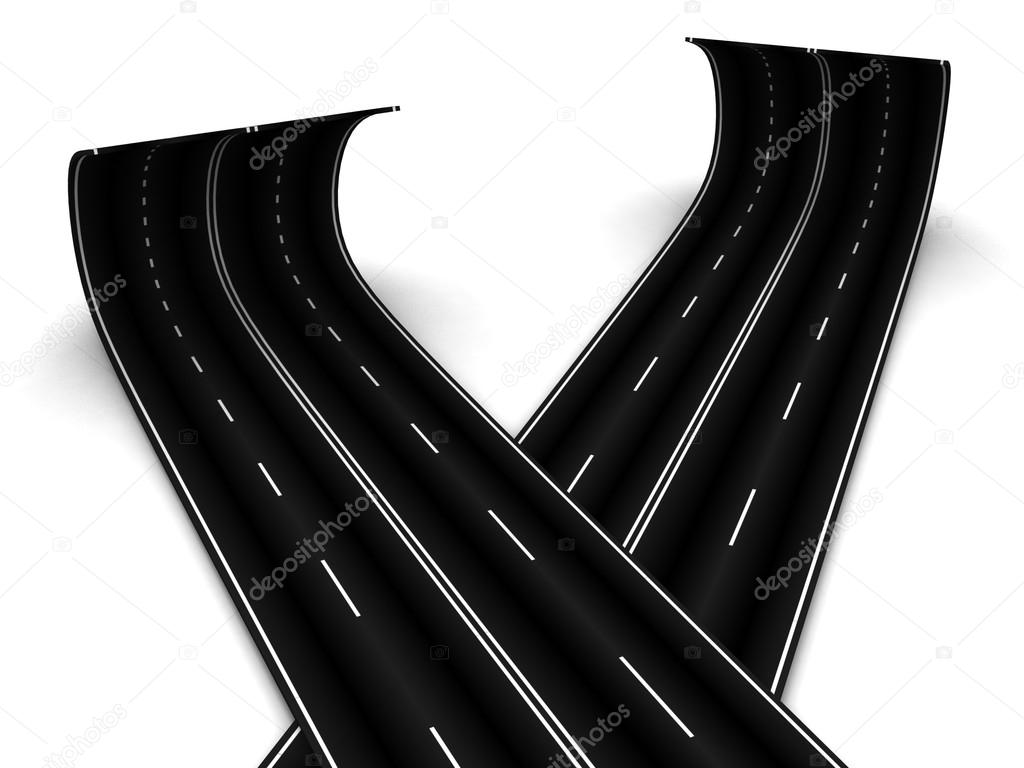 Two roads rolling like paper Stock Photo by ©master3d 29034067