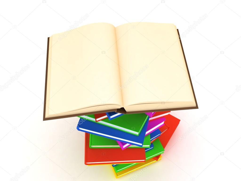 Opened book on stack of closed books — Stock Photo © master3d #31992179