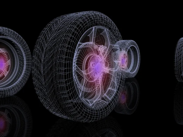 Car tires with green neon lighting Stock Photo by ©master3d 29033919