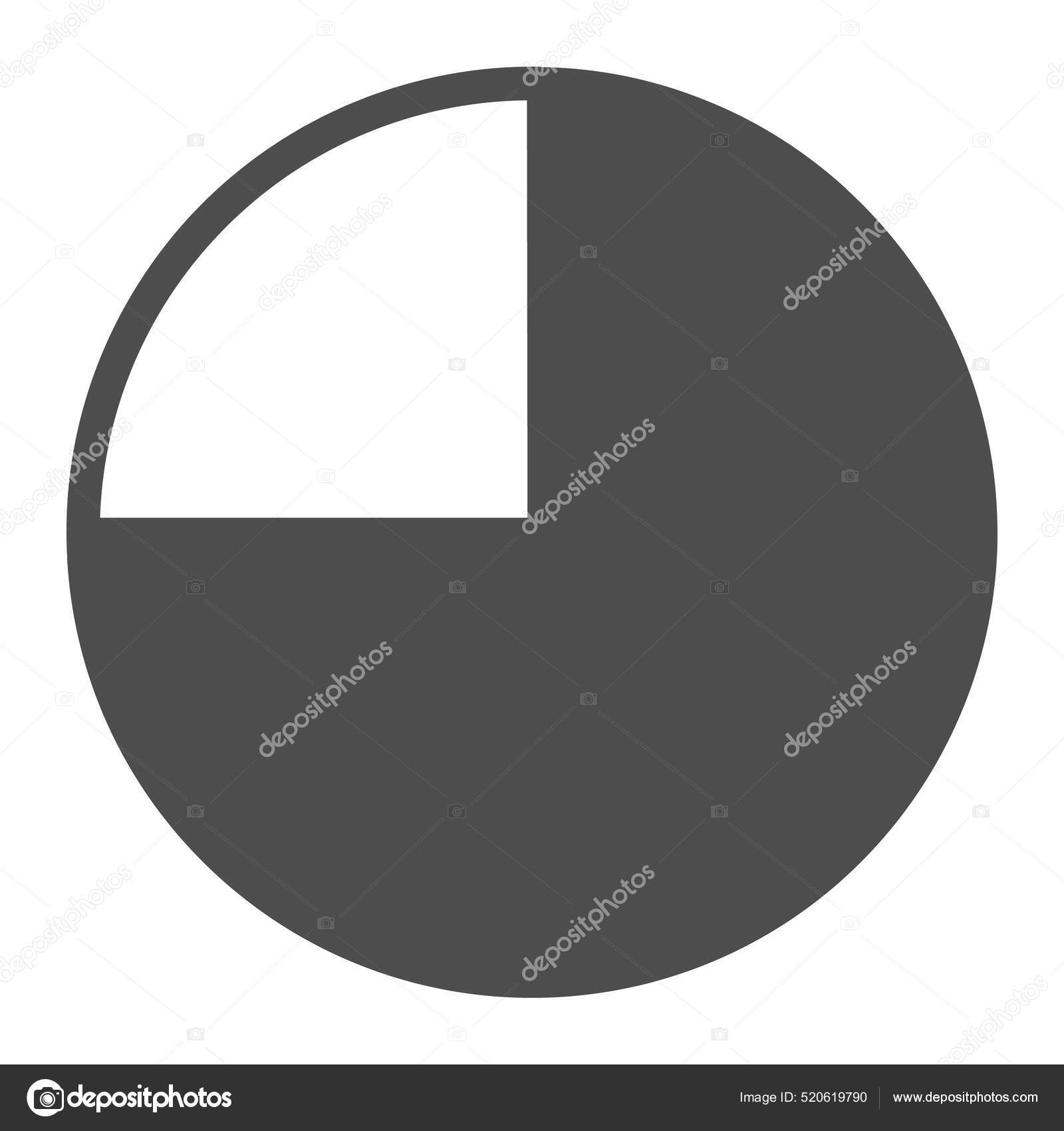 Pie chart with one quarter fraction solid icon, diagram concept, one ...