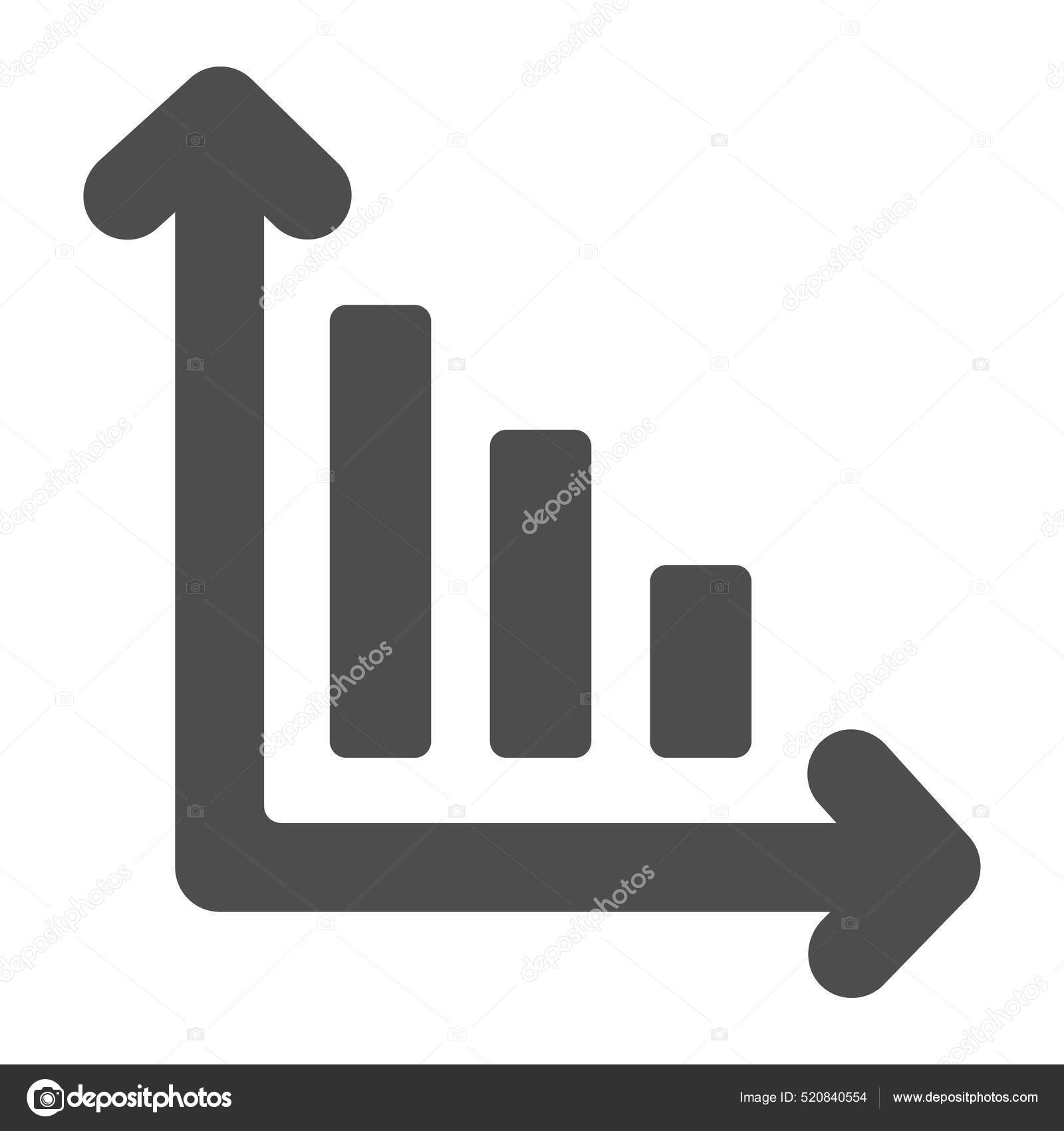 Declining bar graph, decrease bar chart solid icon, diagram concept, graph down vector sign on ...