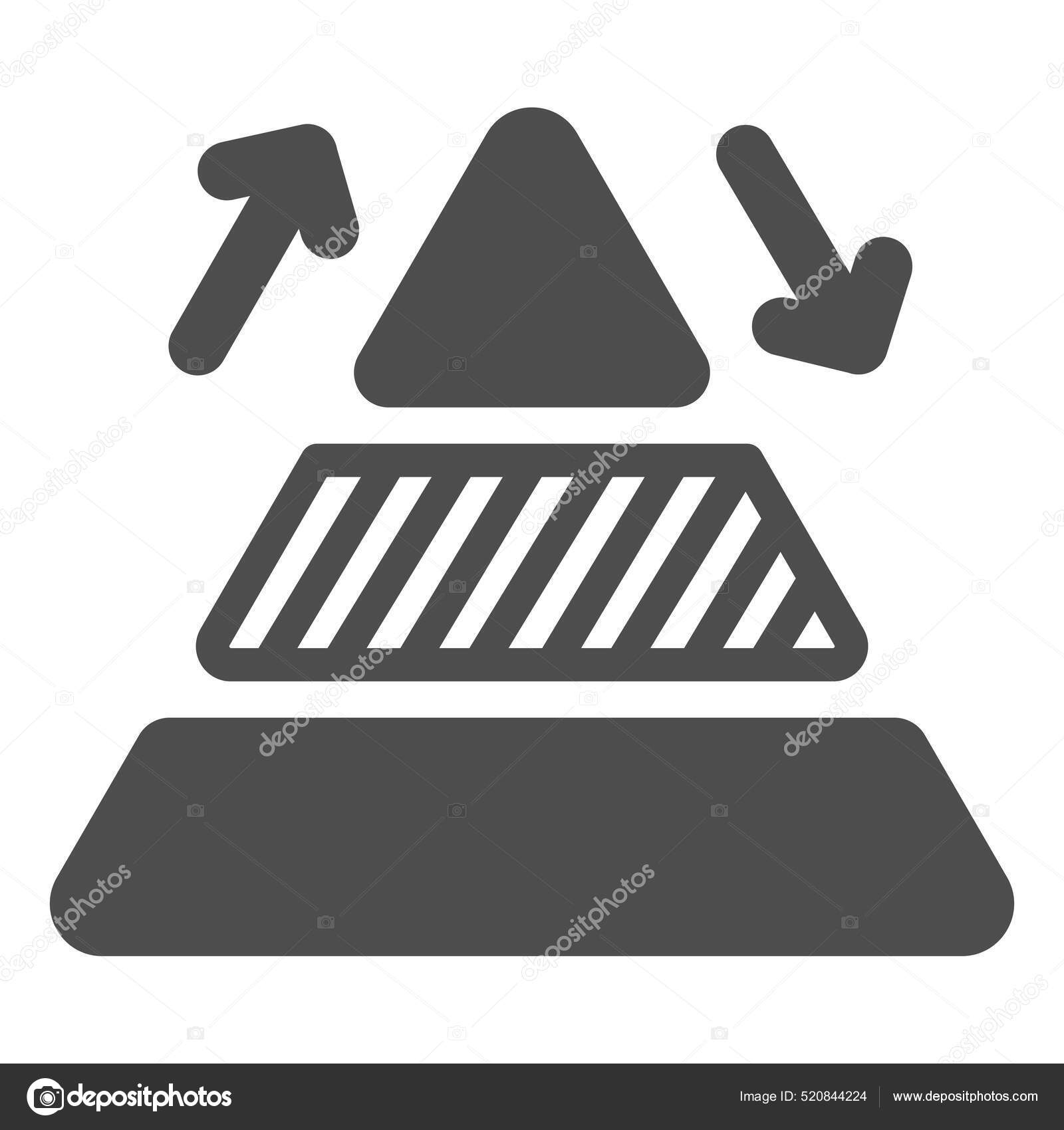 Pyramid line chart with arrows solid icon, diagram concept, triangular ...