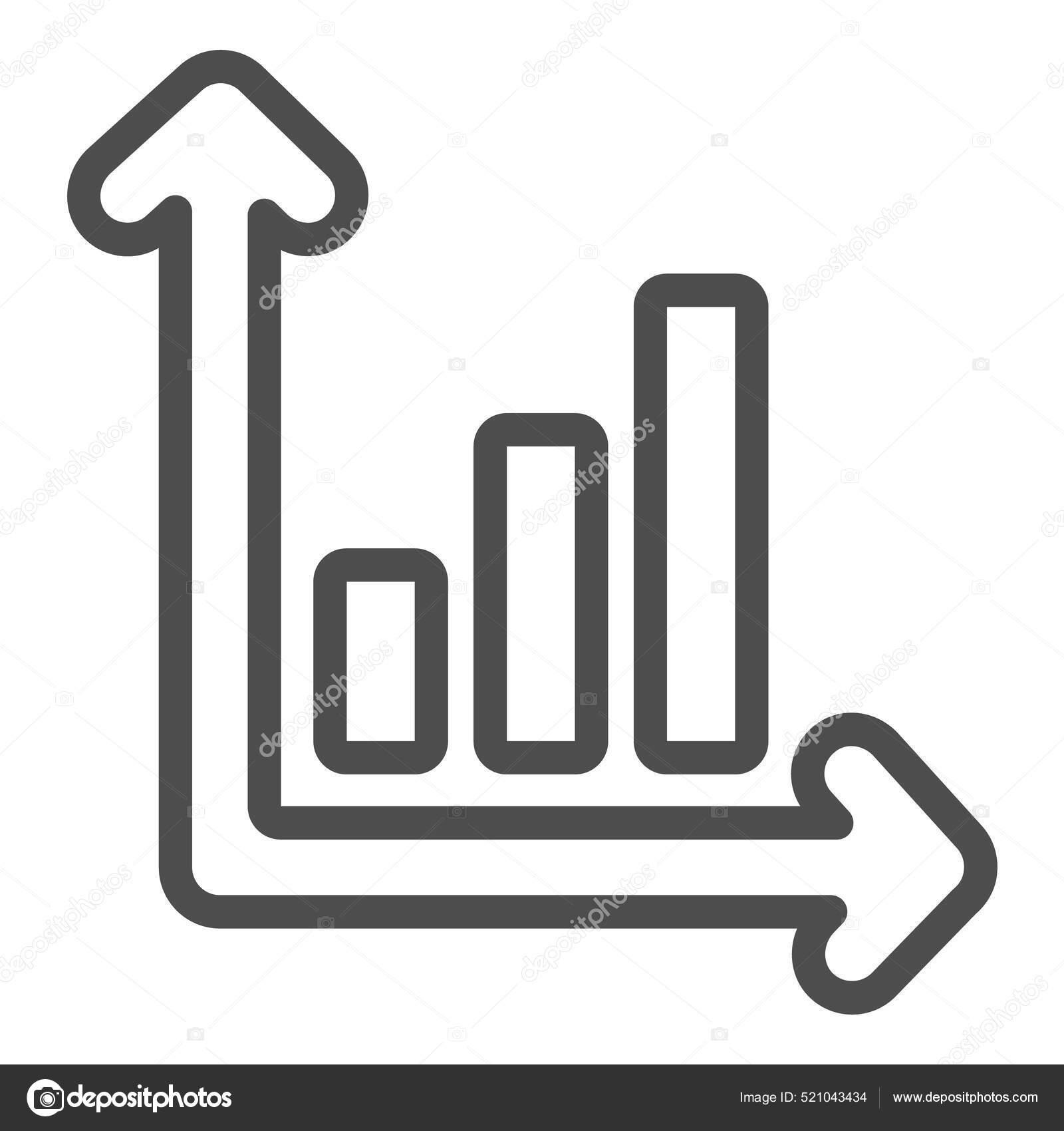 Growth bar graph with columns and axes line icon, diagram concept ...