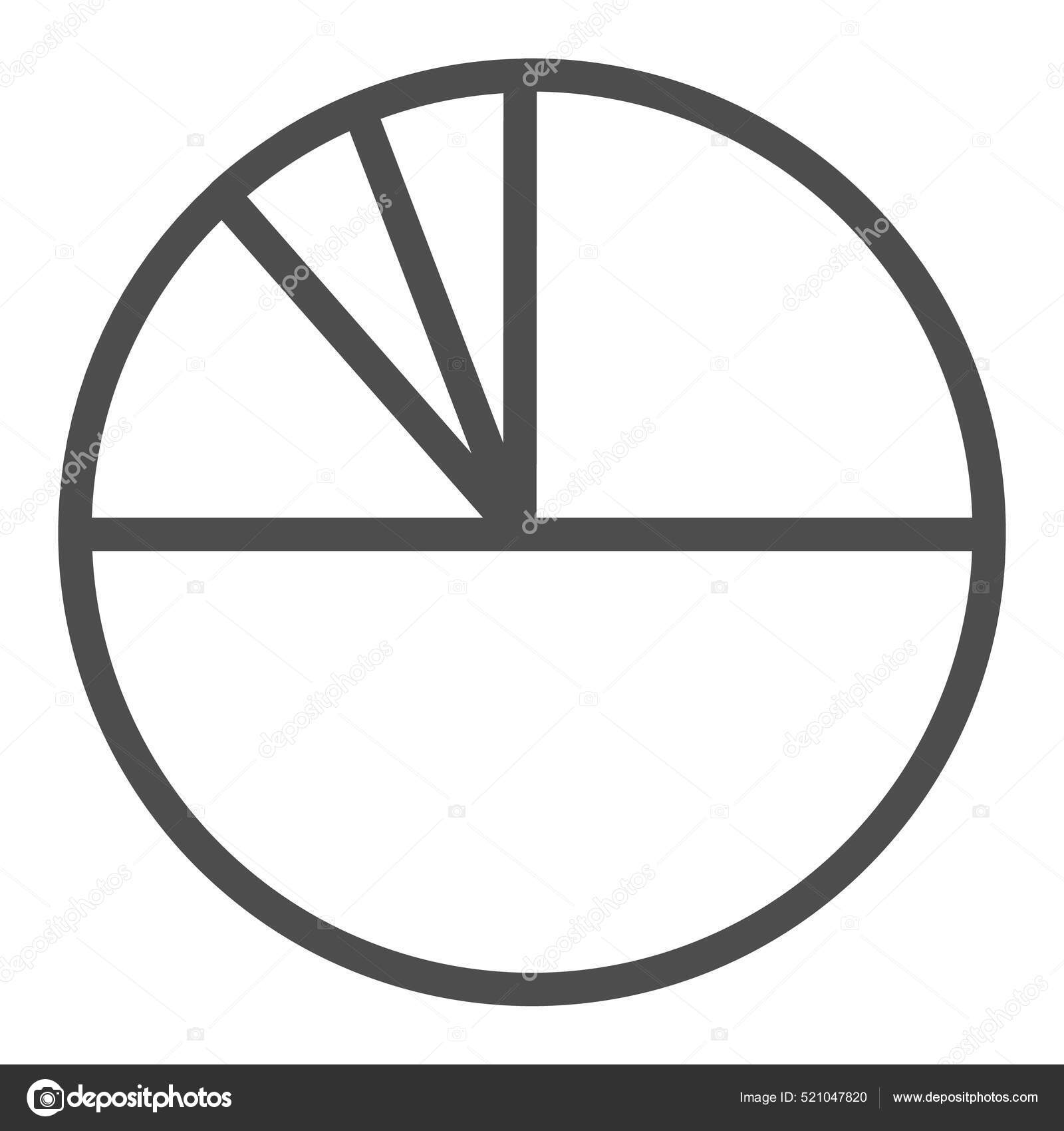 Pie chart with four parts and a half line icon, diagram concept, circle ...
