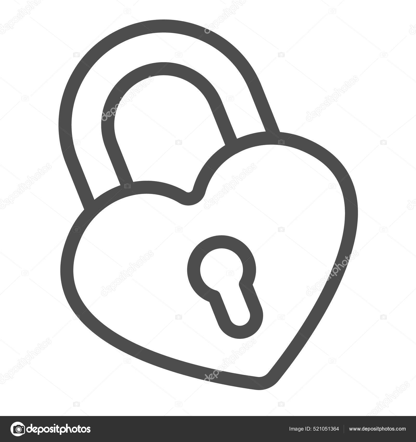 Heart shaped love lock and keyhole line icon, dating concept, padlock ...
