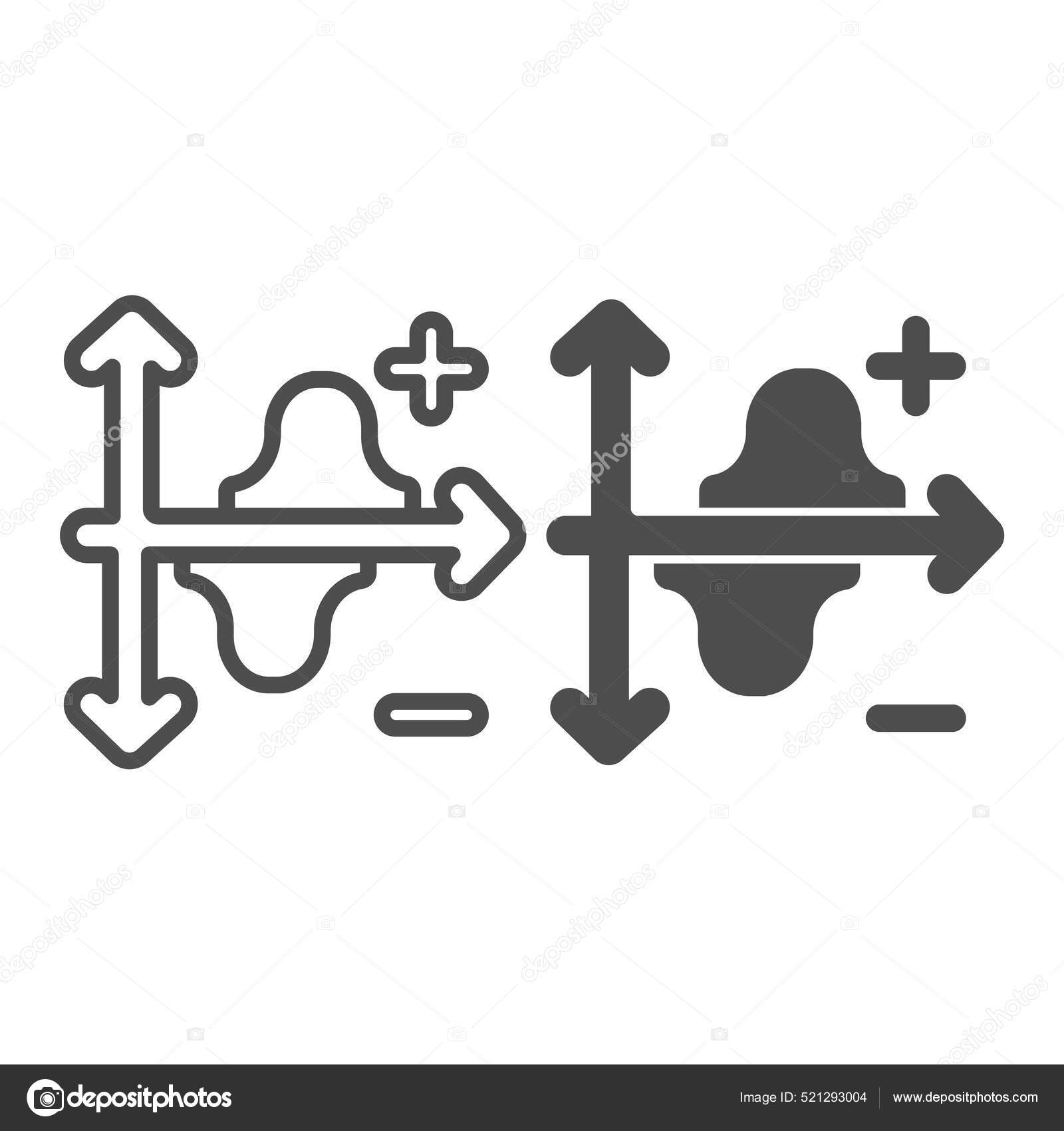 Dual graph with a rise curve, plus and minus line and solid icon ...