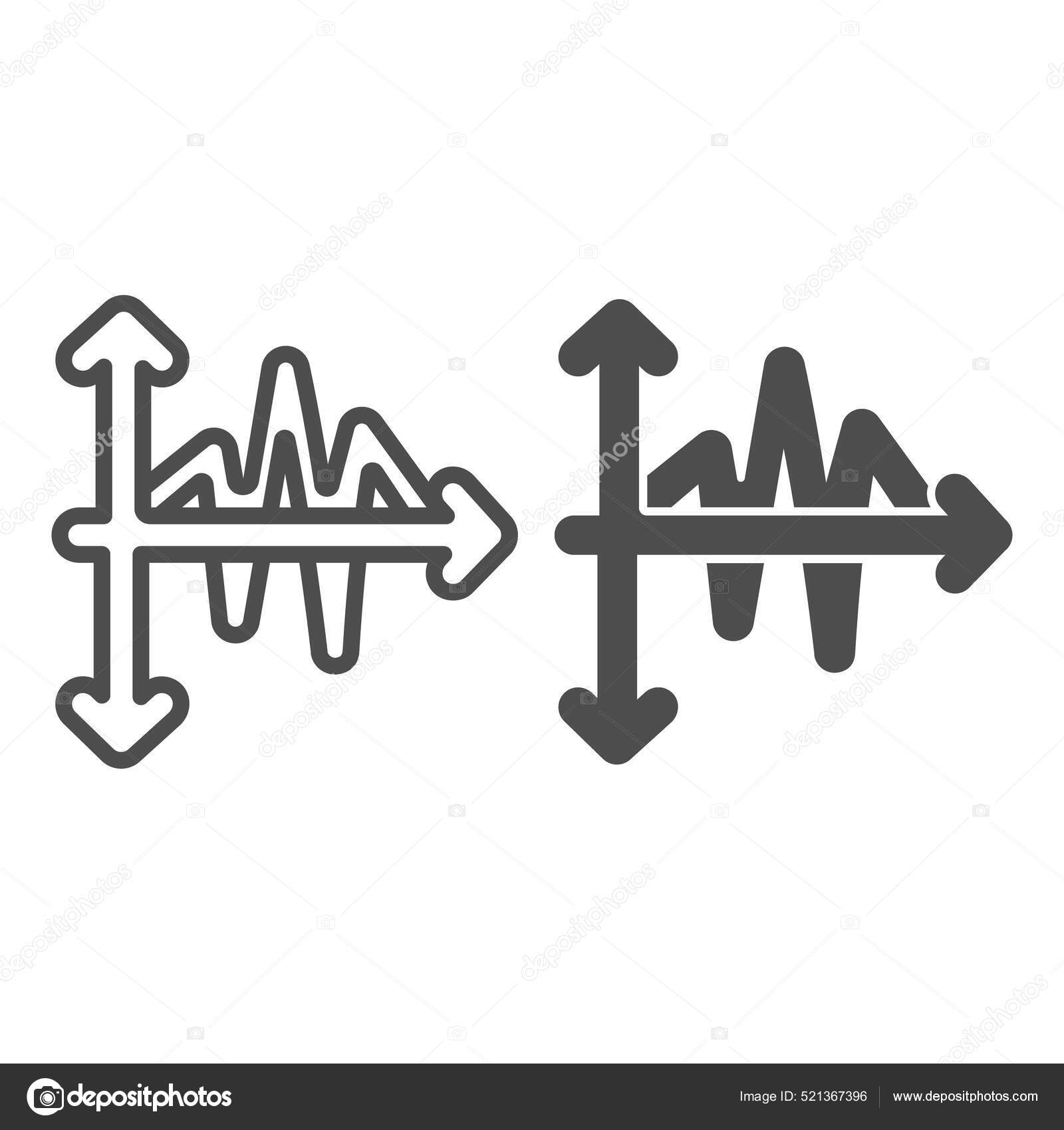 Graph with curve line line and solid icon, diagram concept, incline and ...
