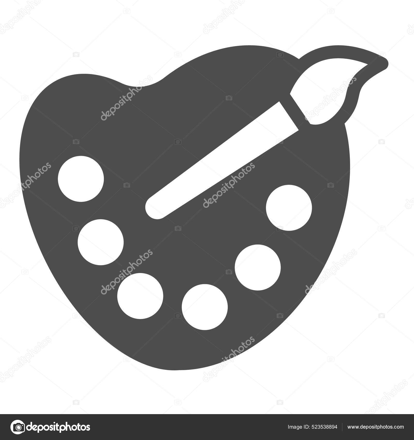 Festék paletta és ecset, rajz, festmény szilárd ikon, oktatási ...