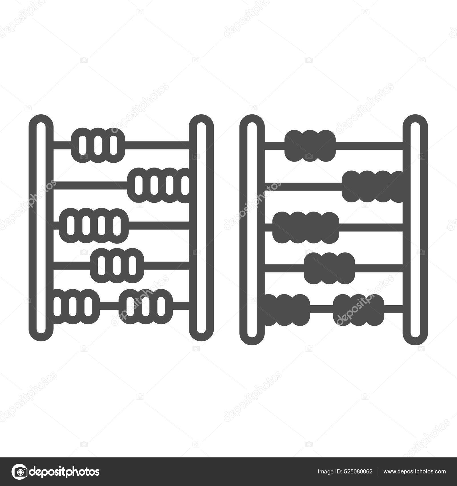 Abacus, math, counting, counter, arithmetic line and solid icon, education concept, accounting ...