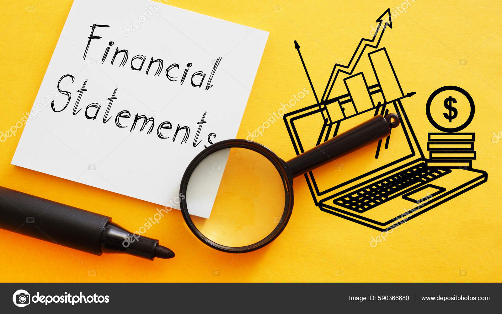 Financial Statements Shown Using Text — Foto de stock © andrewde #590366680