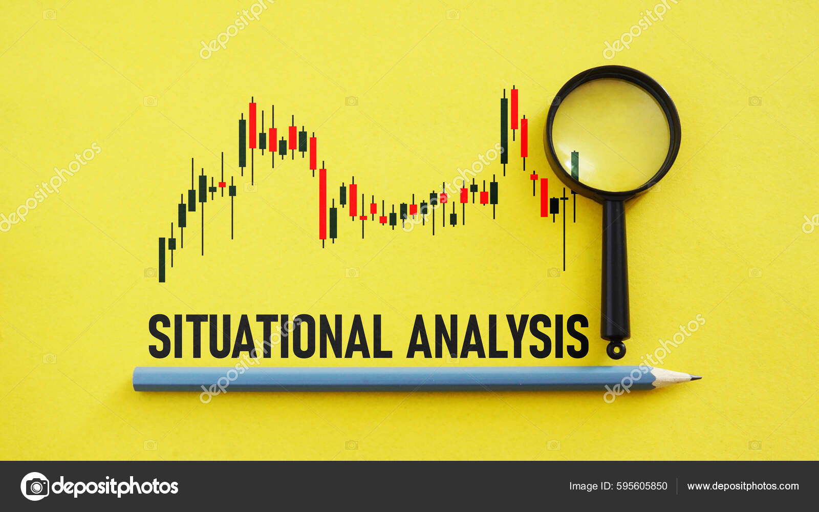 Situational Analysis Shown Using Text Magnifying Glass: fotografía de ...