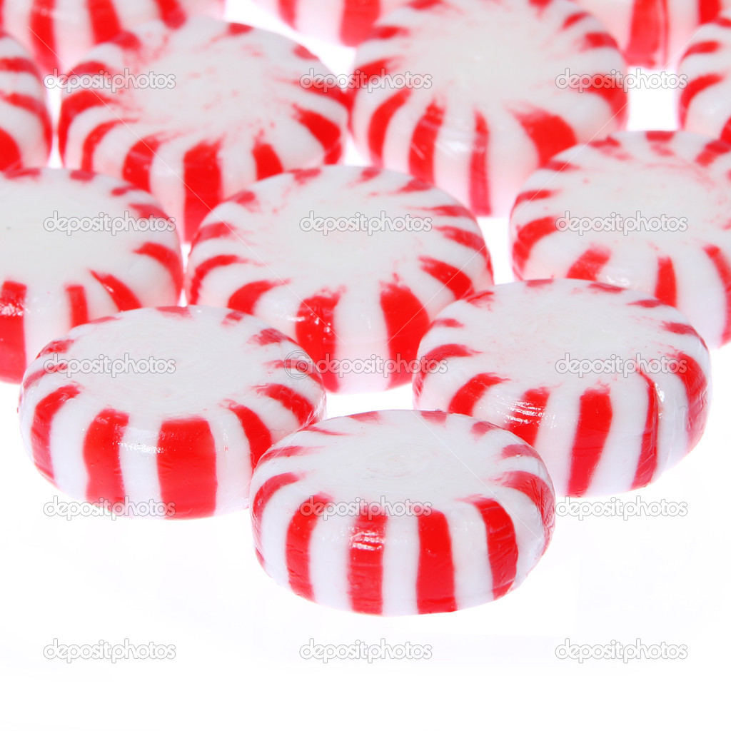 Peppermint candy isolated on white. Red striped peppermint Christmas ...