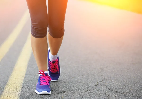 Runner Female Feet Running on Road. Jog - Stock Image - Everypixel
