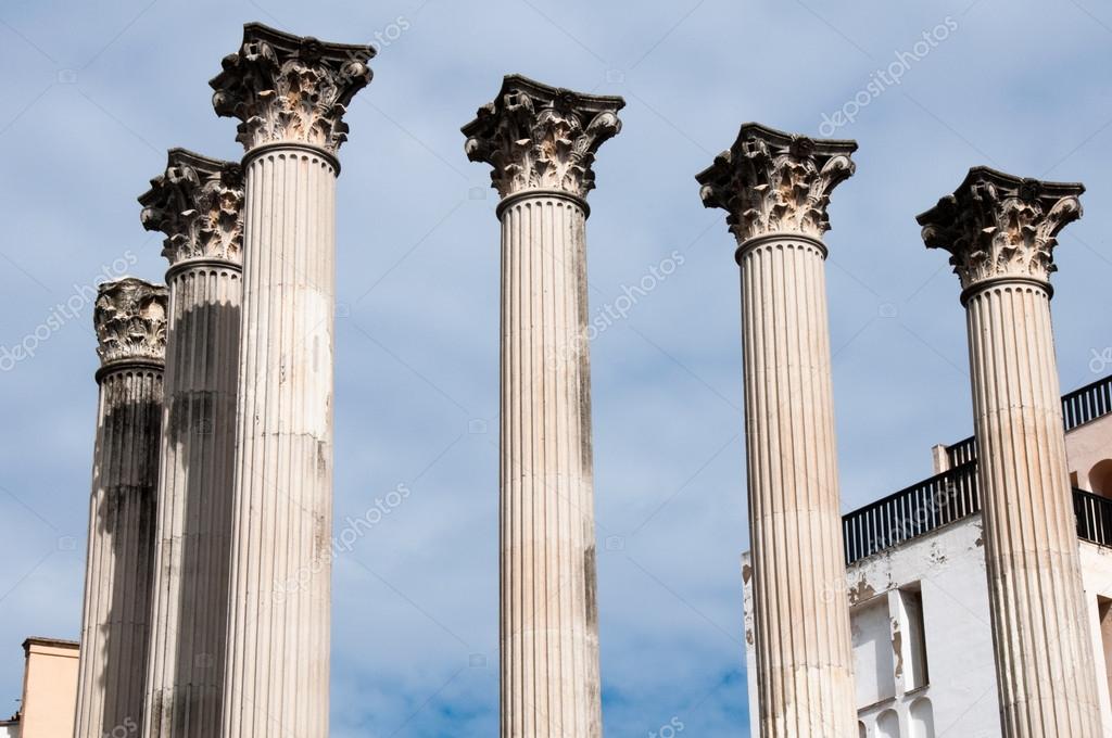 Columns of an ancient Roman temple in Cordoba (Spain) Stock Photo by ...