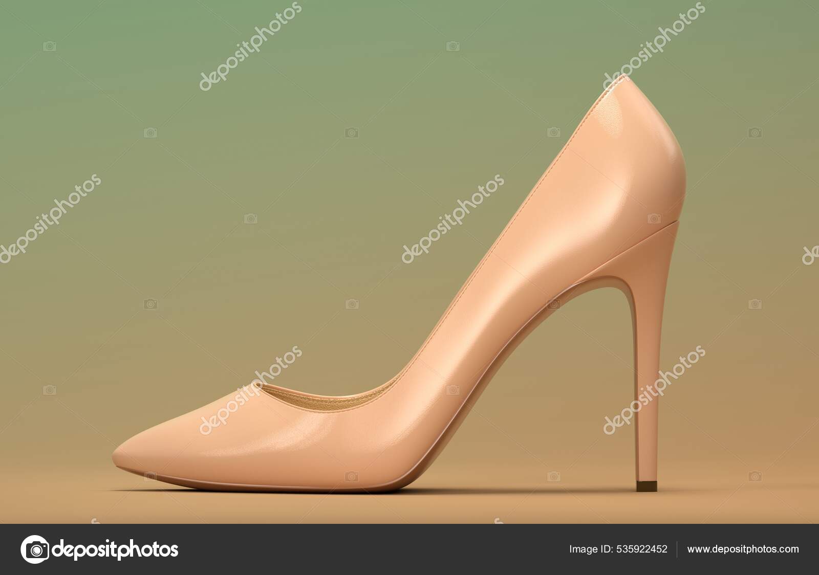 Beige Womens Shoes, Side view, 3D rendering illustration. — Stock Photo ...