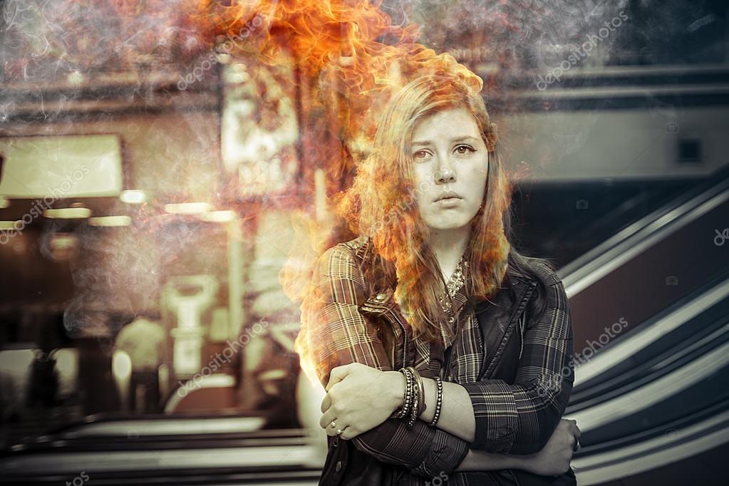 Girl on fire — Stock Photo © outsiderzone #45385877