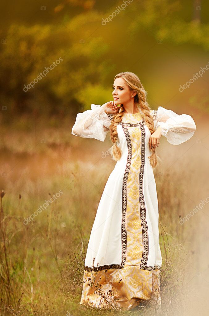 Beautiful Russian princess from a fairy tale — Stock Photo ...