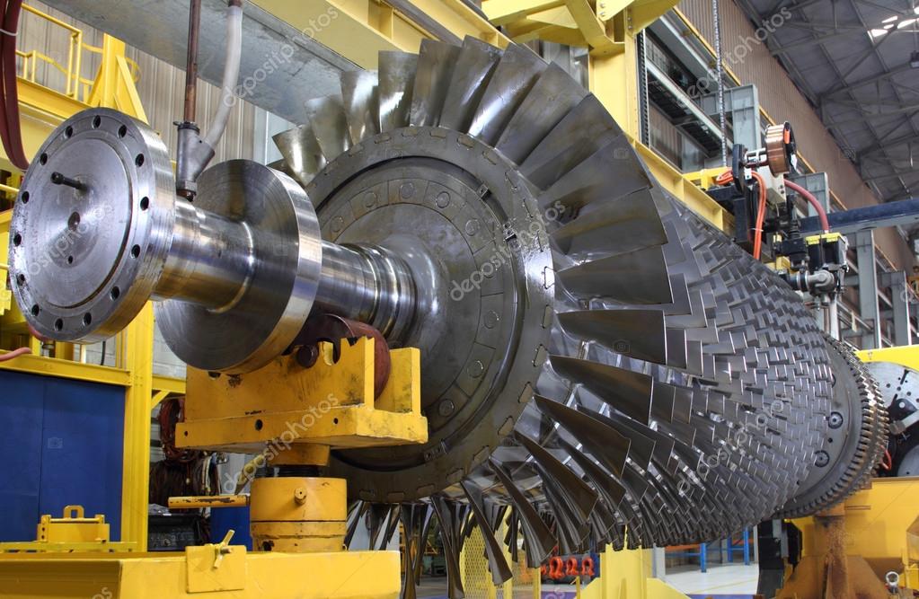 Gas turbine rotor at workshop — Stock Photo © photosoupy #43168965