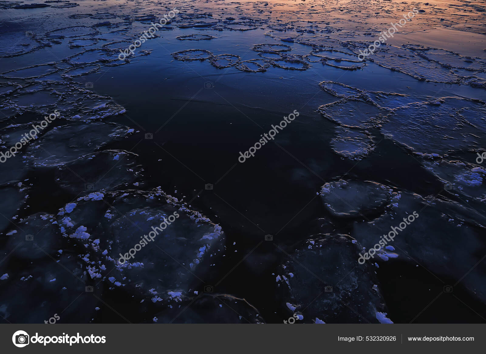 Freezing Sea Ice Pieces Ocean Background Winter Climate Coast — Stock ...