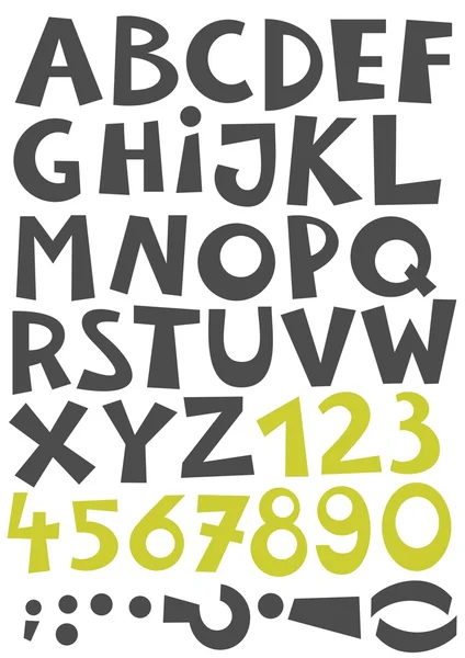 Hand drawn simple gray abc monochrome alphabet numbers and signs Stock ...