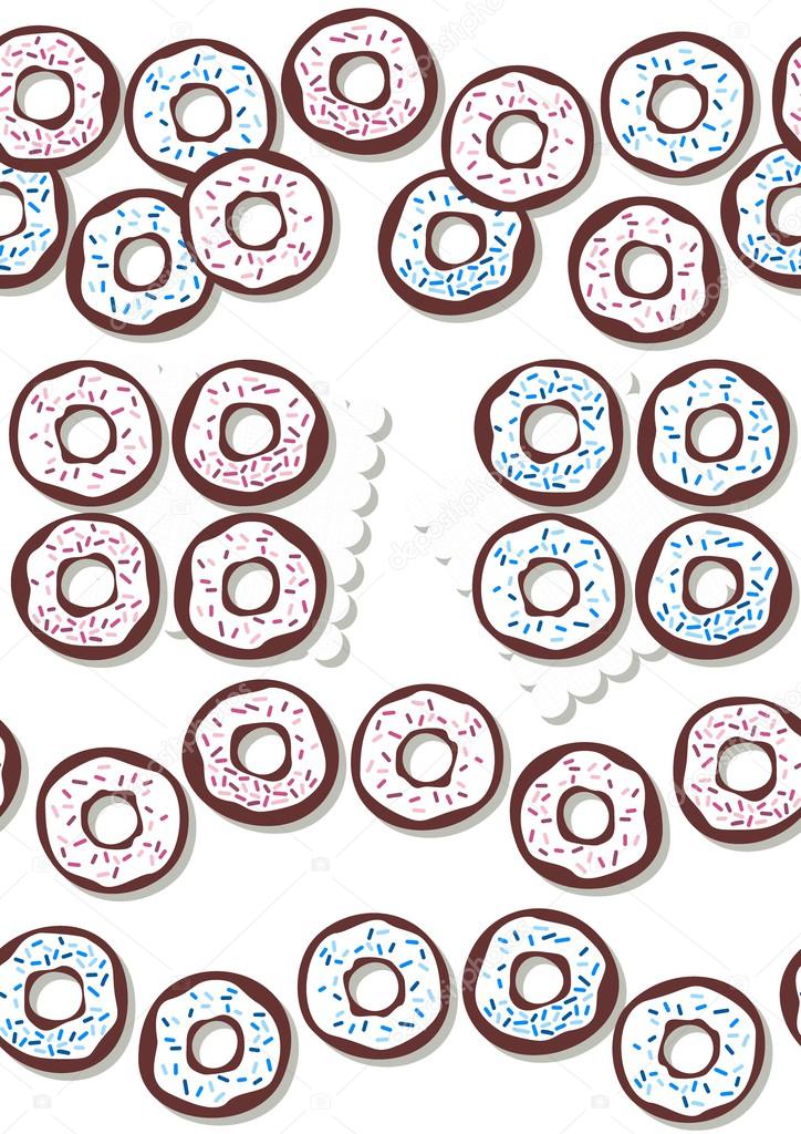 Sweet donuts with icing and pink and blue sugar sprinkles messy food ...