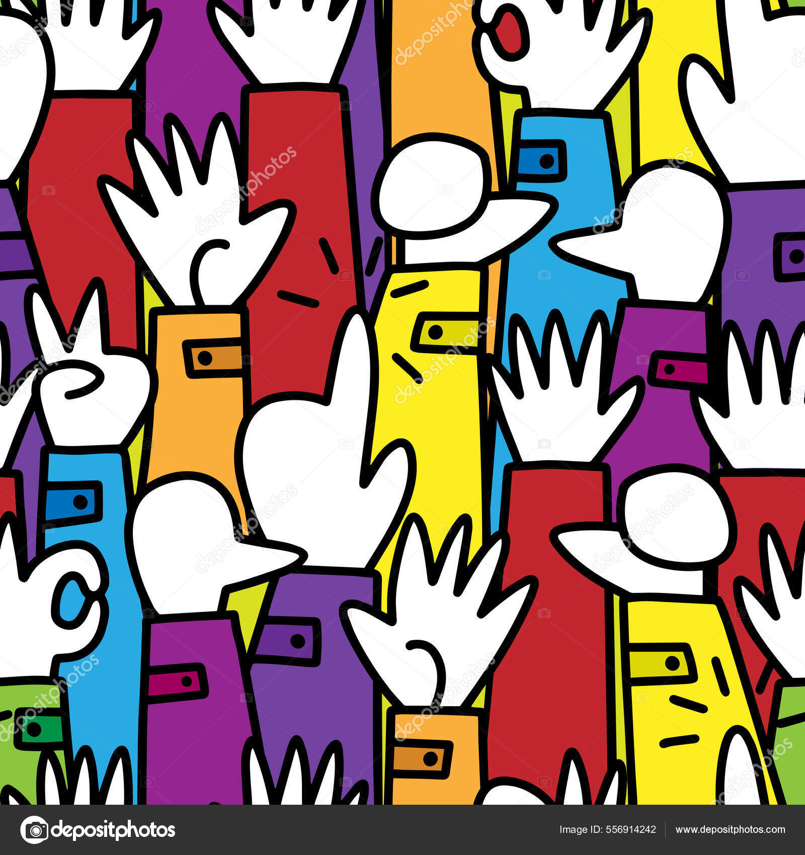 Hand Non Verbal Sign Language Cartoon Style Drawn Human Hands Stock ...