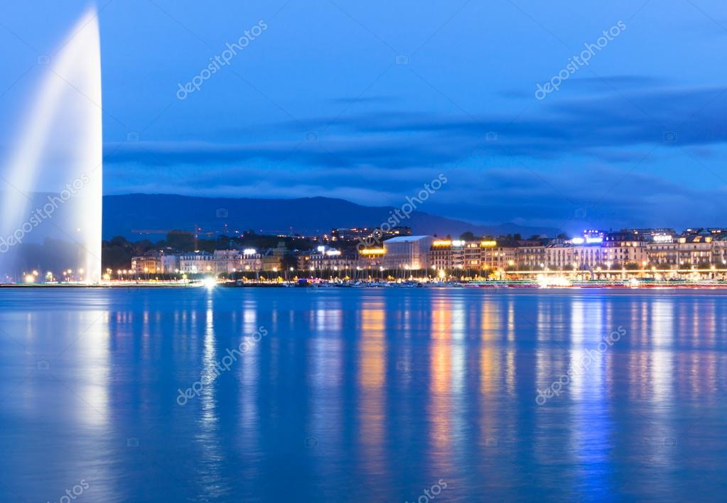 Lake geneva Switzerland Night — Stock Photo © michel74100 #13771219
