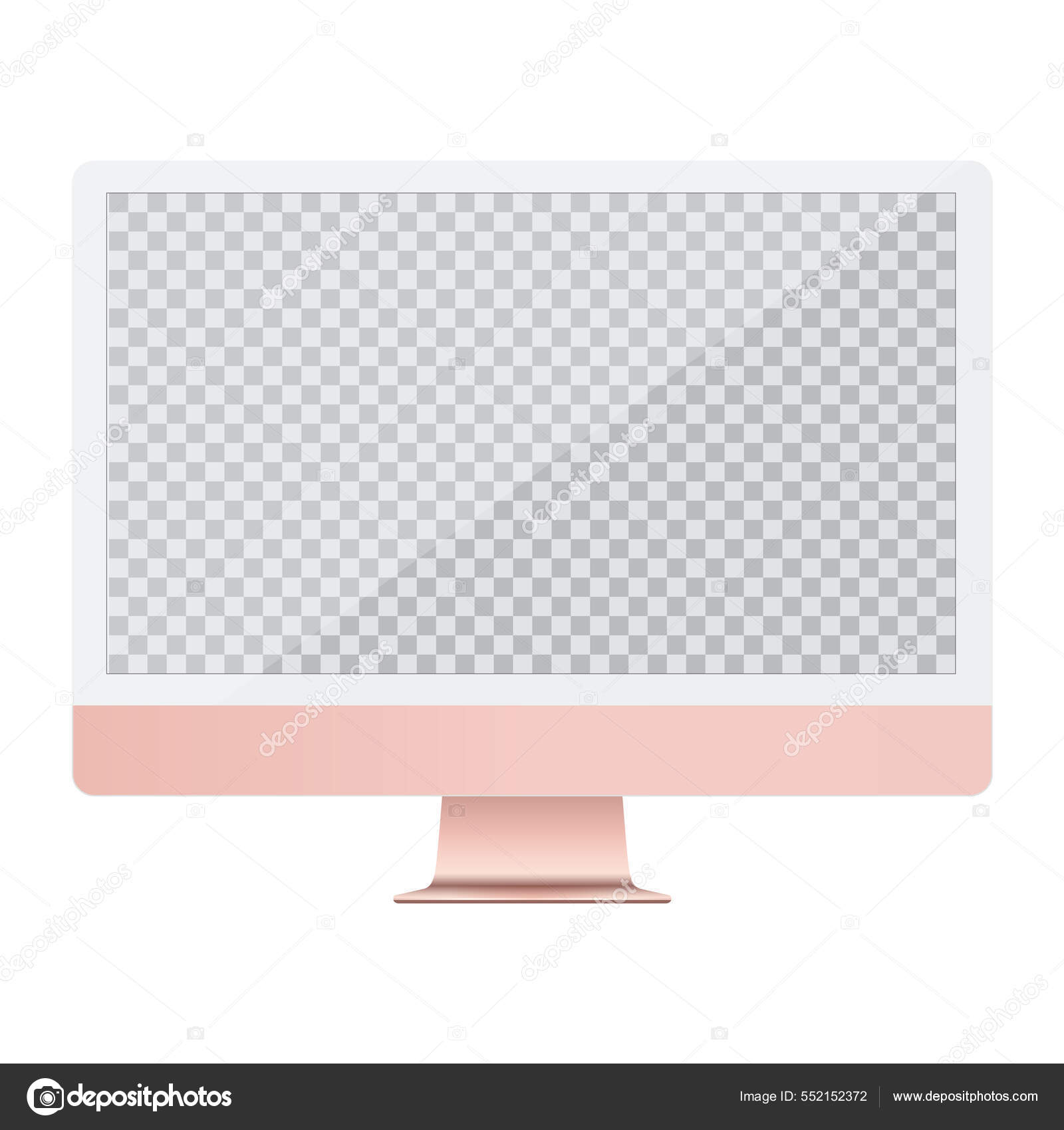 Computer rose screen transparancy view left and front isolated white ...