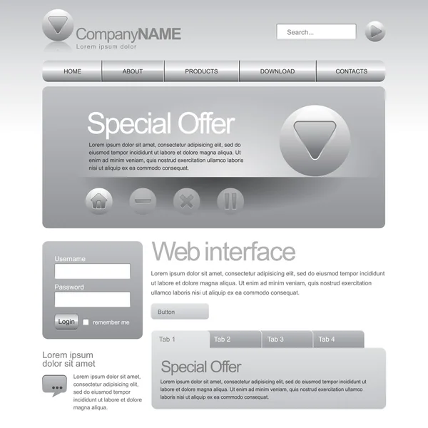 Modern Clean Website Design Elements Grey Blue Gray: Buttons, Form ...