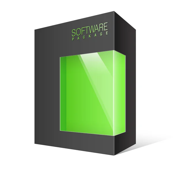 Black Modern Software Product Package Box With Blue Window For DVD Or ...