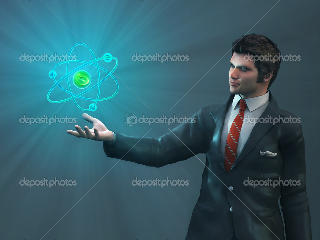 Man holding glowing atom Stock Photo by ©mike_kiev 13513772
