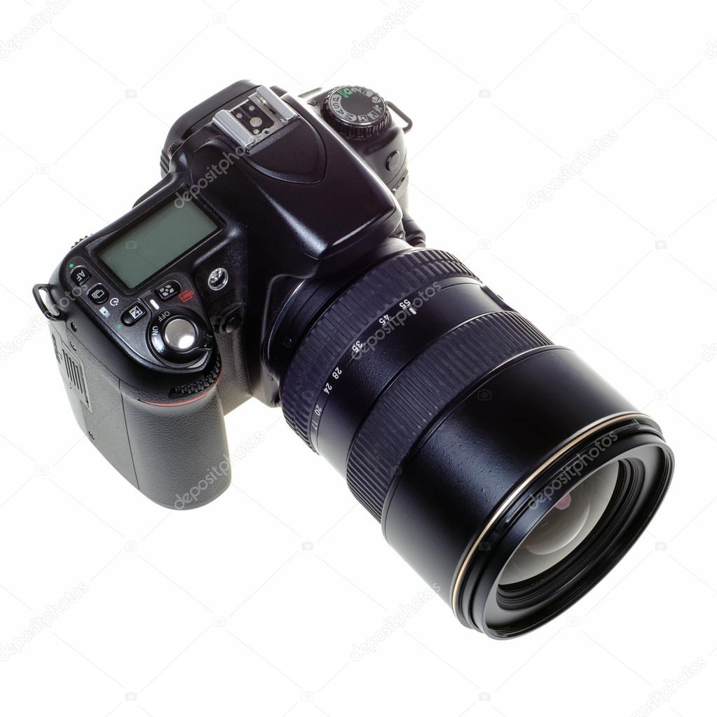 DSLR digital single lens reflex camera isolated — Stock Photo ...