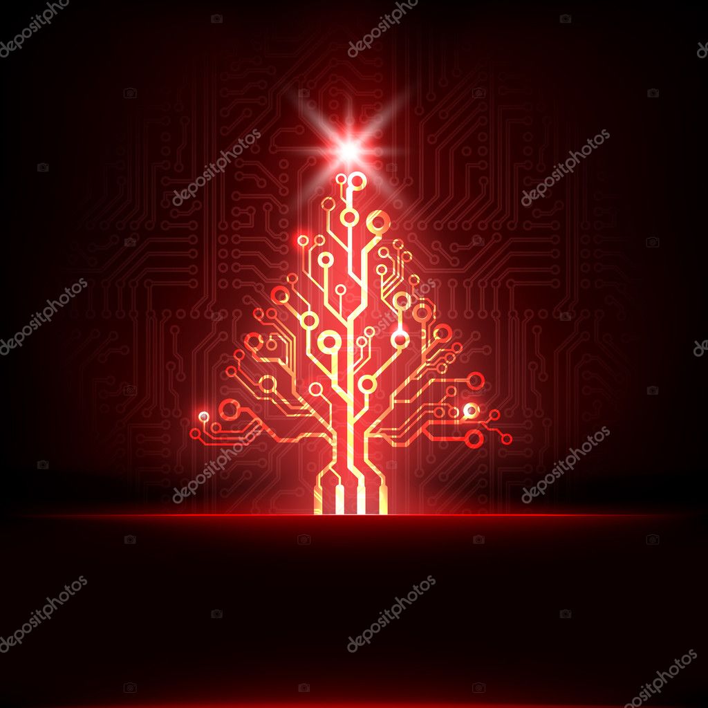 Vector electronic christmas tree — Stock Vector © germina #15954977
