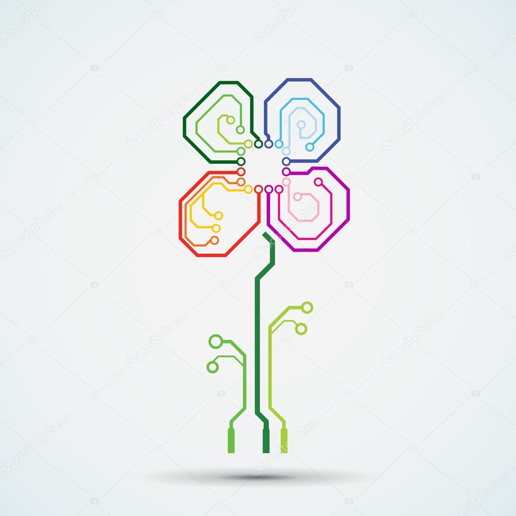 Logotipo de tecnologia vetorial. Placa de circuito flor Vetor de stock ...