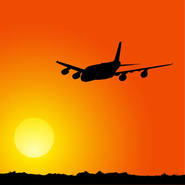 Airplane Sunset on City Stock Vector Image by ©herminutomo #13508458