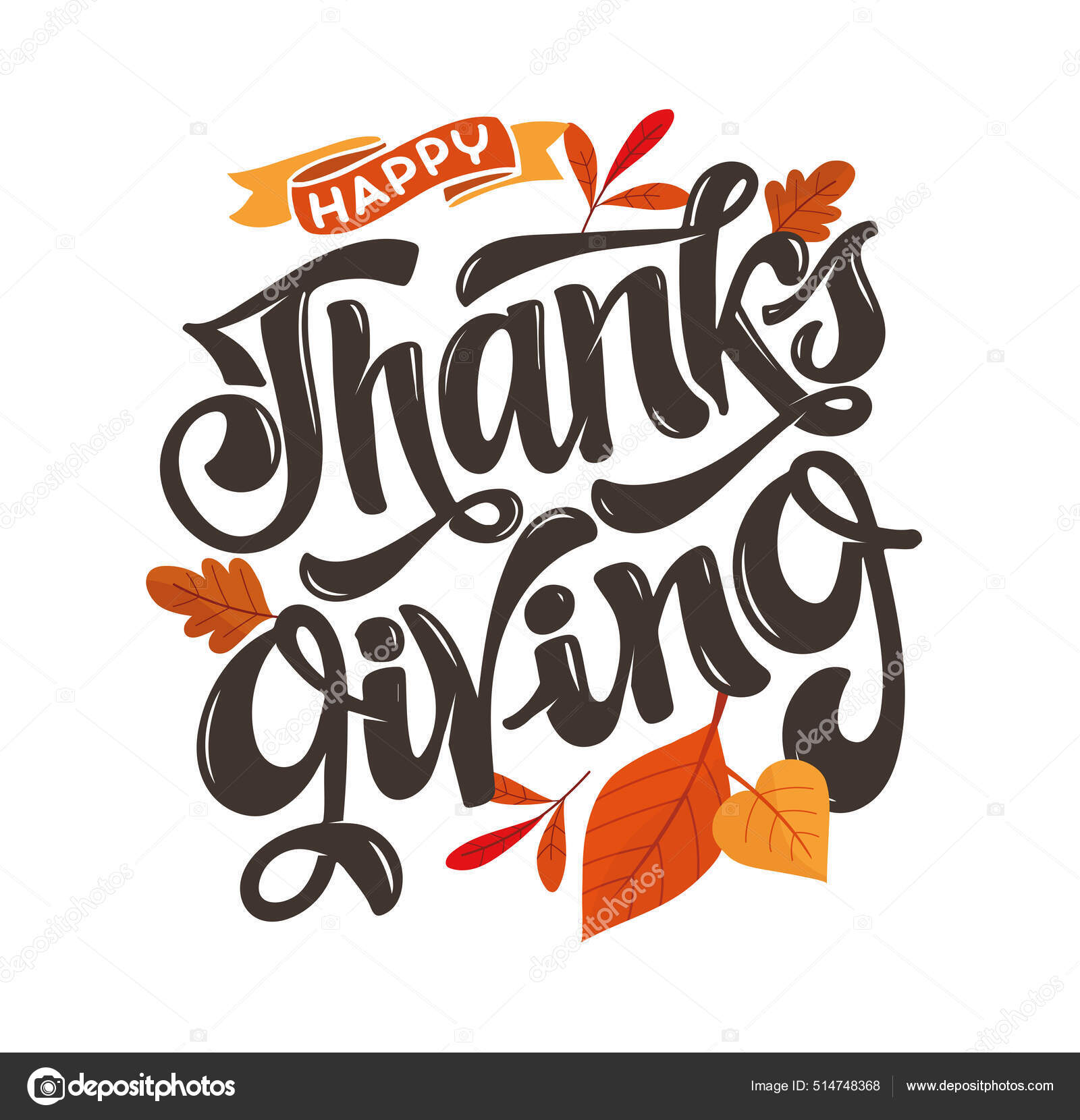 Give Thanks Hand Drawn Thanksgiving Lettering Typography Poster ...