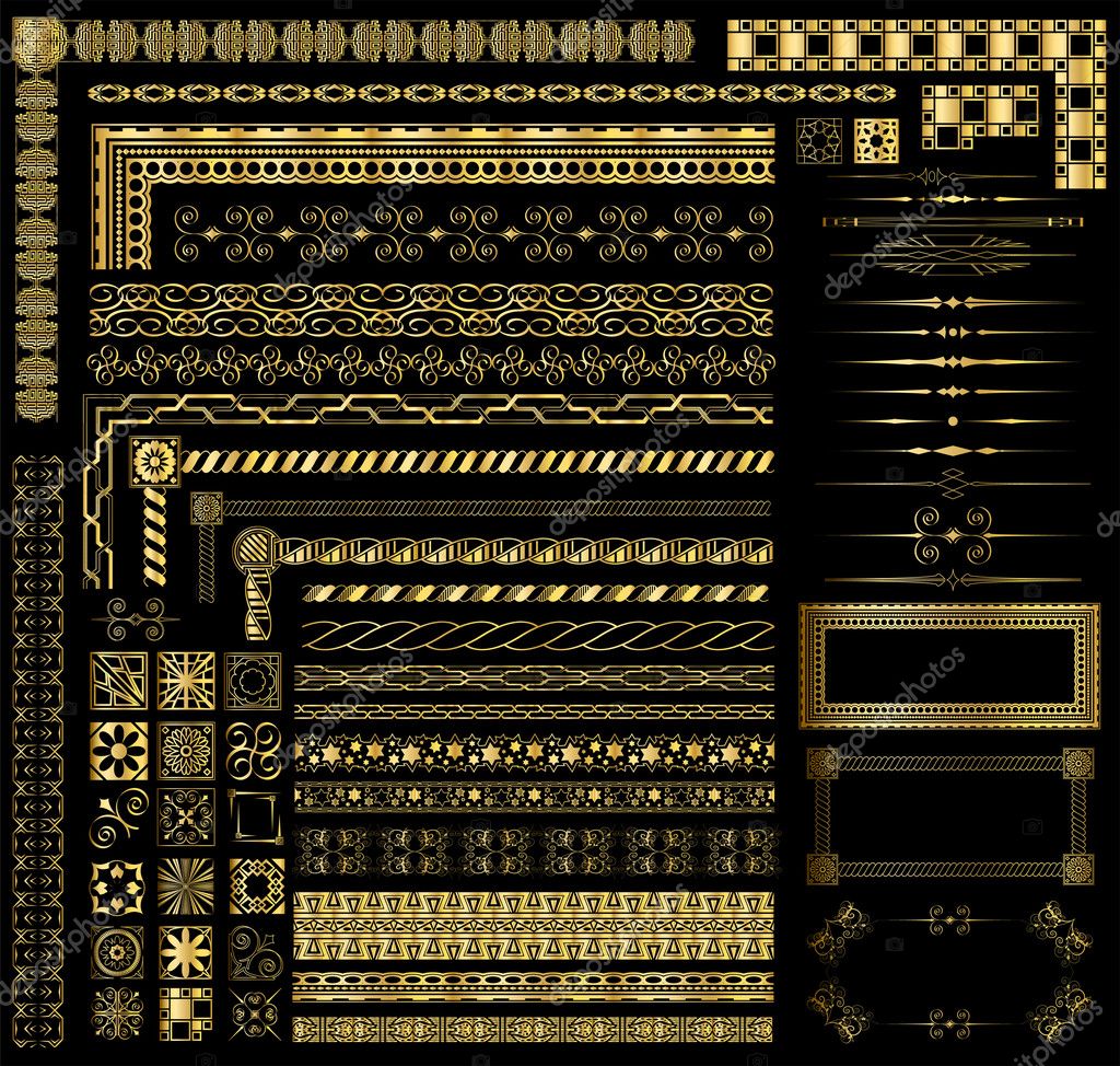 Gold Border Elements Stock Vector by ©eyematrix 12099535