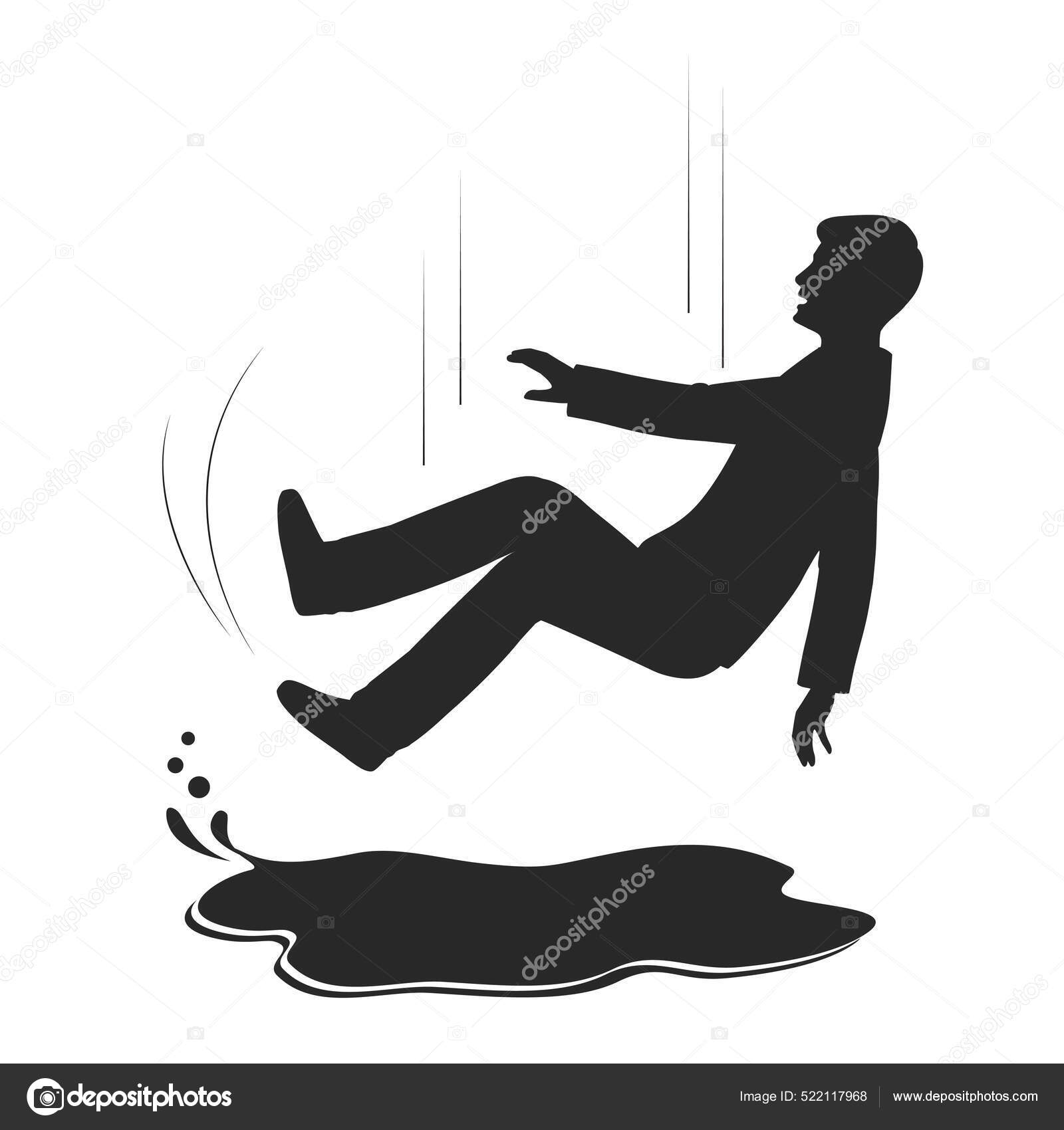 Persona resbaló en un charco de agua, ilustración de dibujos animados ...